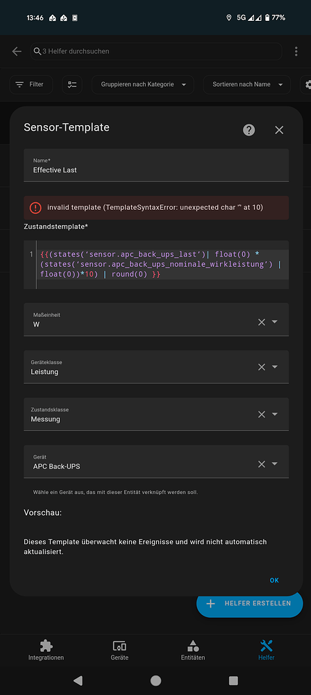 Help Needed Template Sensor Unknow Error Configuration Home