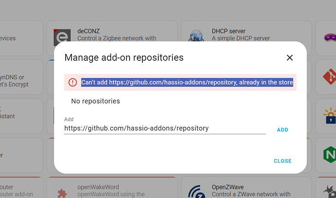 Unable To Add Https Github Hassio Addons Repository Already In
