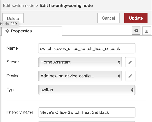 Renaming Switch Node Entity Causes Issues Node RED Home Assistant