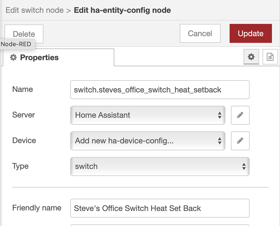Renaming Switch Node Entity Causes Issues Node RED Home Assistant