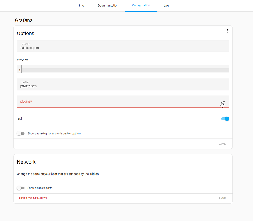 Unable To Select Or Provide A Plugin In The Grafana Addon Configuration