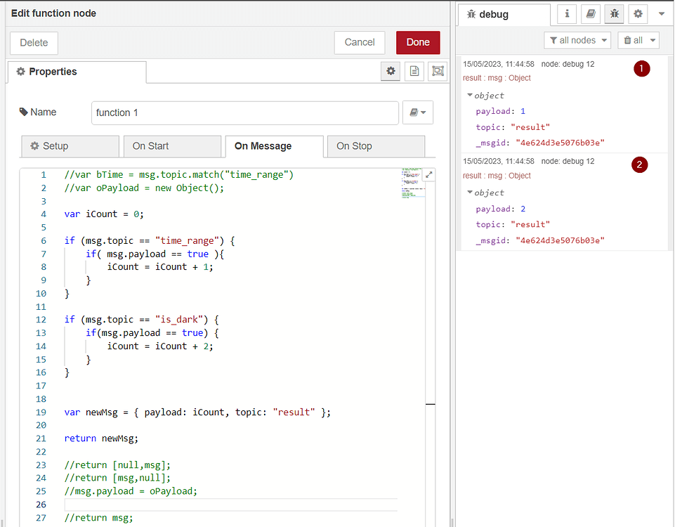 Node Red Function Multiple Inputs To A Single Payload Node Red