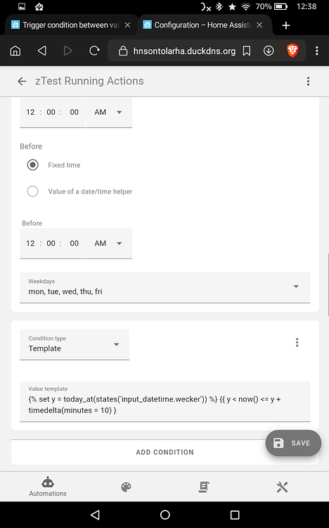 Trigger Condition Between Value Of Helper 10 Minutes Configuration