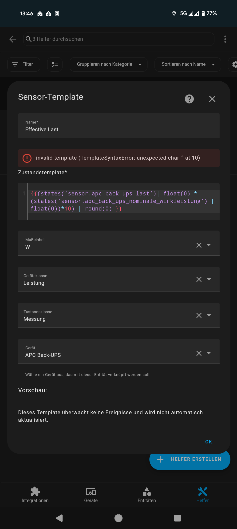 Help Needed Template Sensor Unknow Error Configuration Home