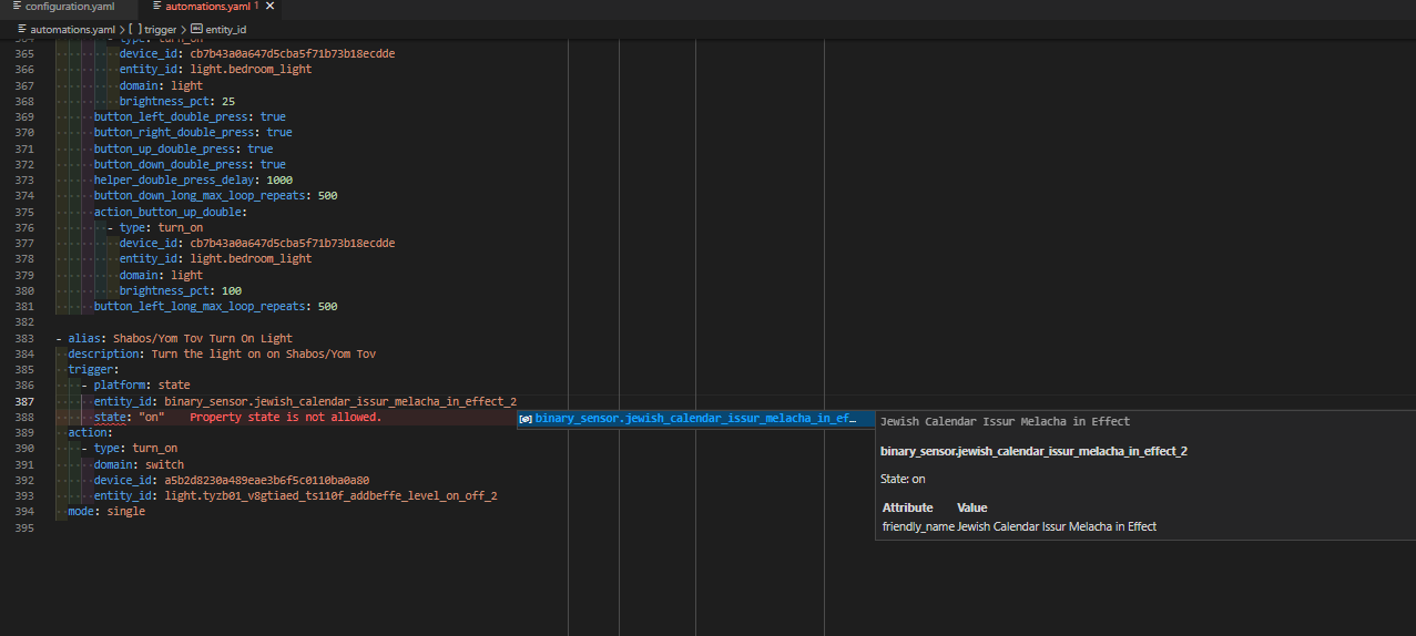 Trying To Turn On Light According To Binary Sensor Configuration