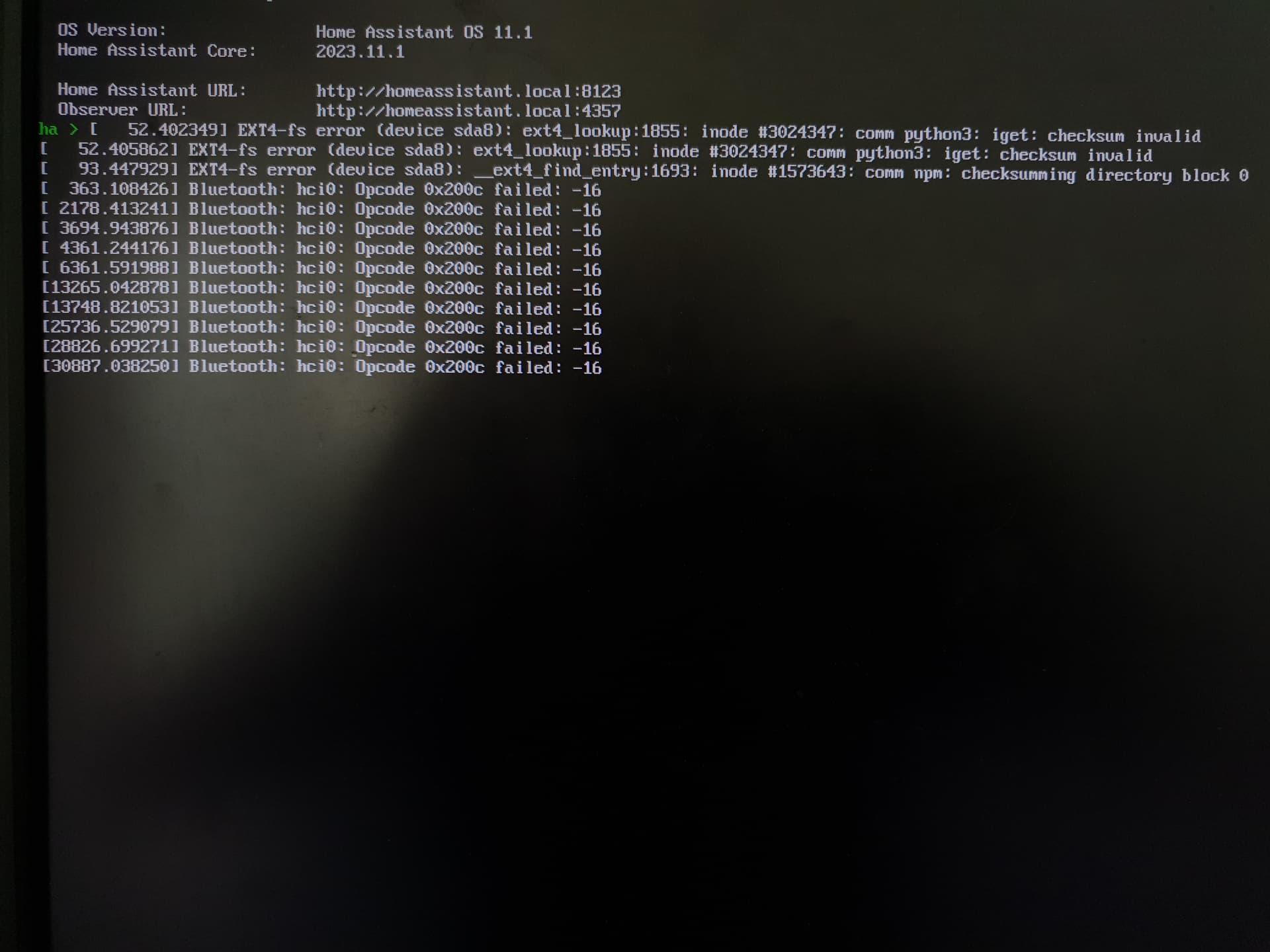 Console Errors Galore Home Assistant OS Home Assistant Community