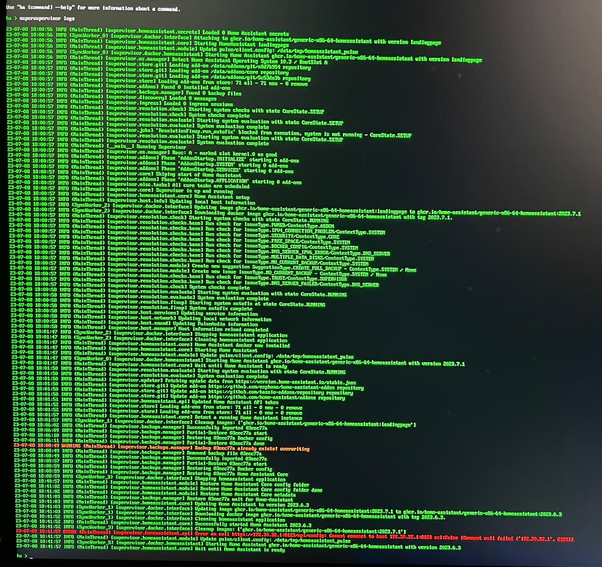 NUC I3 X86 64 Generic Observer 4357 Connects HA 8123 10 3 GUI Does