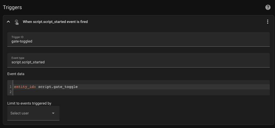 Creating Trigger When Script Is Started Turned On Configuration