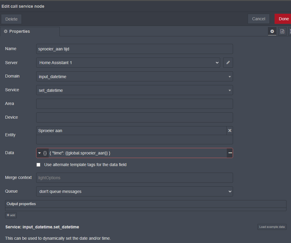 How To Pass Global String Var To A Set Datetime Service In NR Node