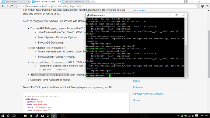 Can anyone confirm the FireTV component is working - Configuration ...