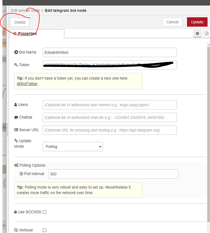 Help on telegram extension "Error while getting Updates: Conflict ...