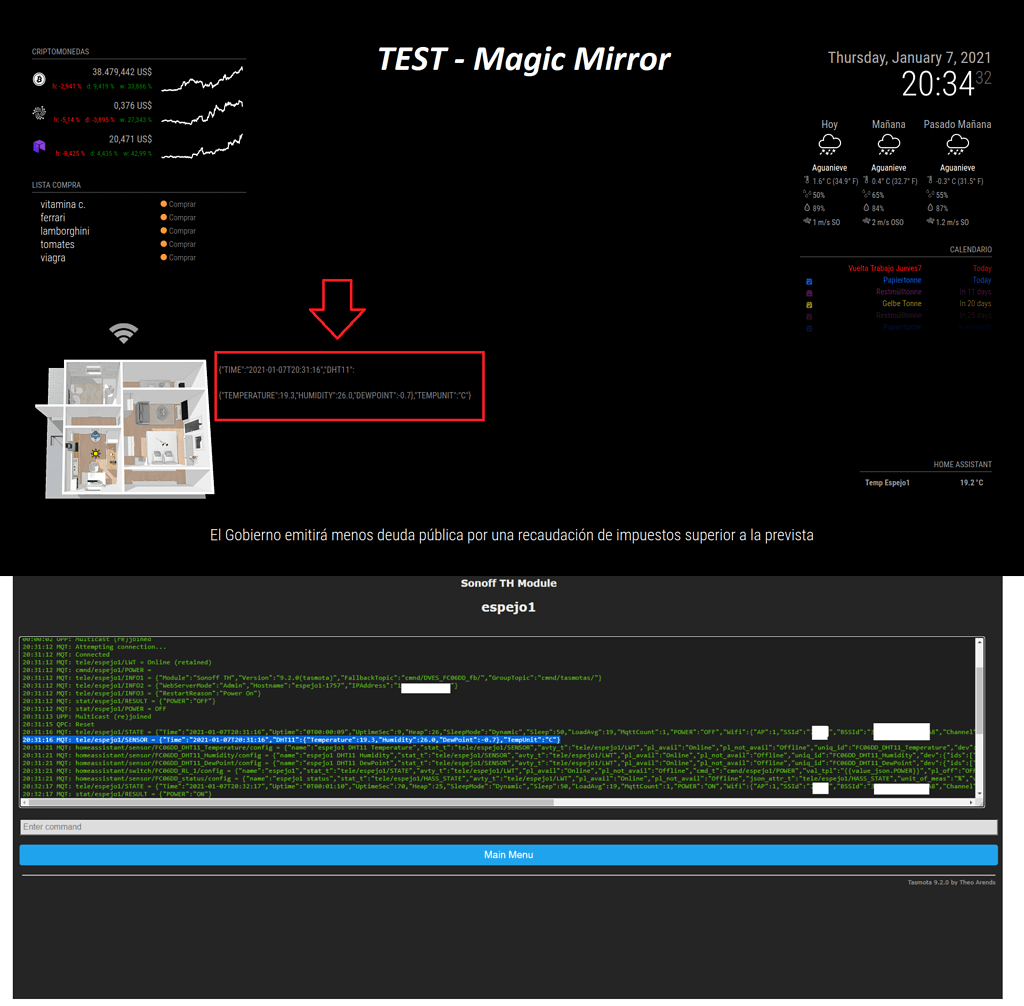 Homeassistant und Magic Mirror problem whith MQTT character string help ...