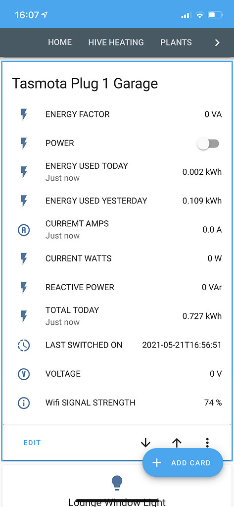 Tasmota Energy Plug > Lovelace Card Enities Not Updating Frequently Enough - Configuration ...