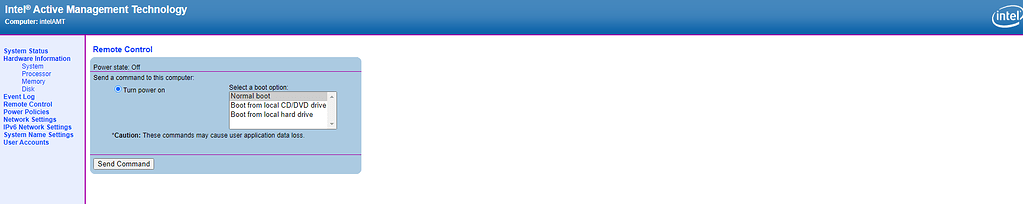Intel AMT machine - power on / off - Third party integrations - Home ...