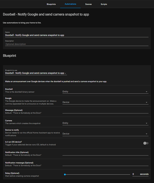 Doorbell - Notify Google and send camera snapshot to app - Blueprints ...