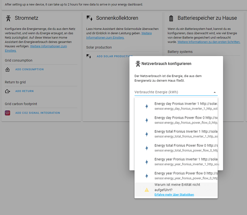 Fronius Integration into Energy dashboard - HADashboard - Home ...