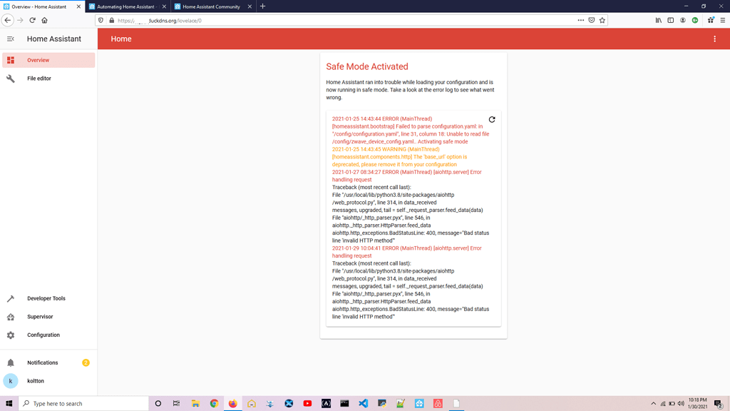 Automating Home Assistant from Install & Config file safe mode ...