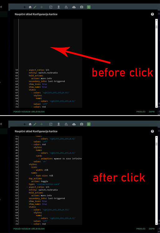 Strange frontend code editor behaviour - content shows on click - Frontend - Home Assistant ...