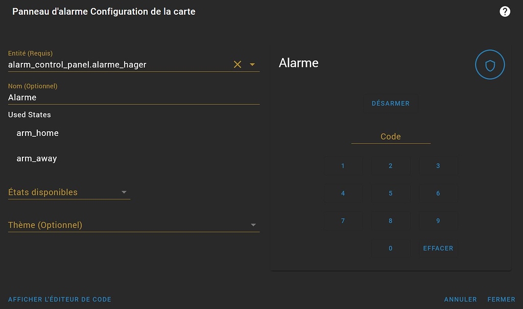Home Alarm (KNX) : State stay unknown, Not able to arm with a template ...