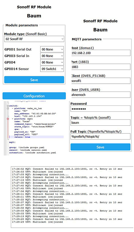 Sonoff Rf Wont Connect To Ha Mqtt Configuration Home Assistant Community 