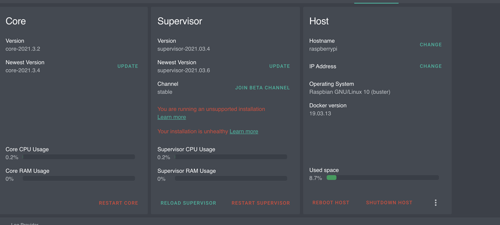 Unable To Update Core And Supervisor Configuration Home Assistant Community