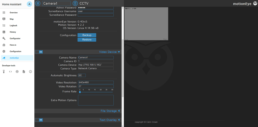 motioneye black screen - Home Assistant Community