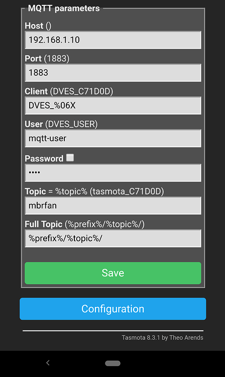 Sonoff Ifan03 With Tasmota Configuration Using Mqtt Configuration Home Assistant Community