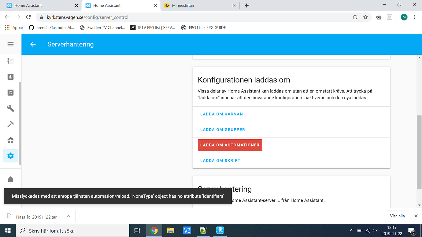 Failed To Reload Automations Failed To Call Service Automation Reload Configuration Home