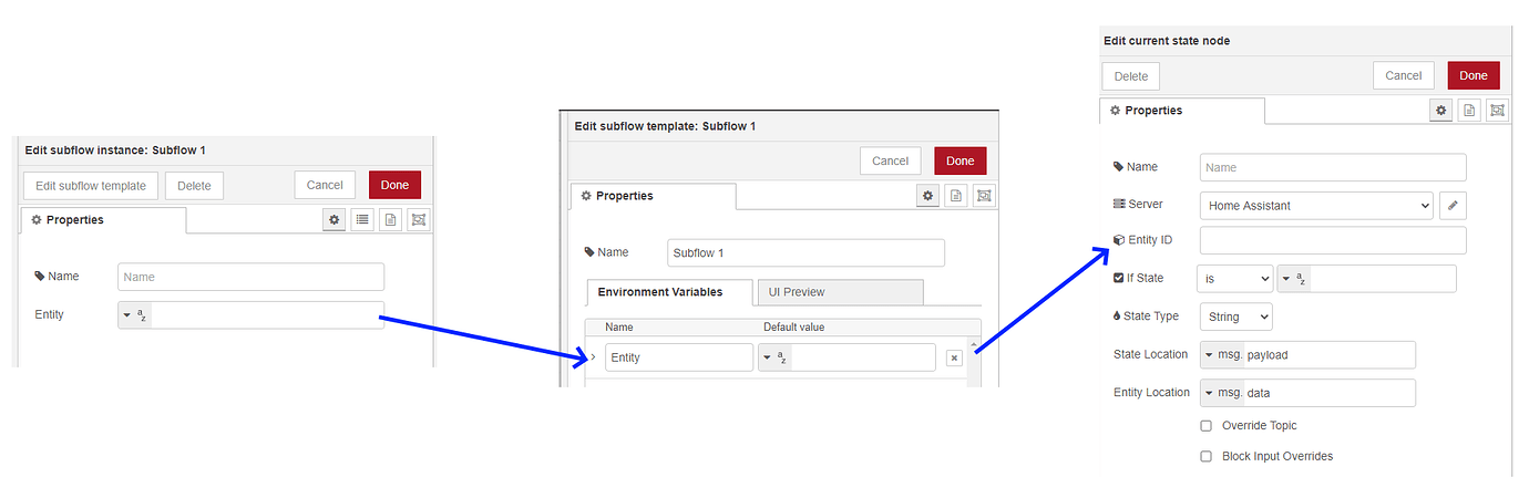 How To Send An Entity In A Subflow Node Red Home Assistant Community