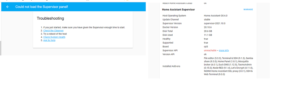 Cant Access To Supervisor Configuration Home Assistant Community