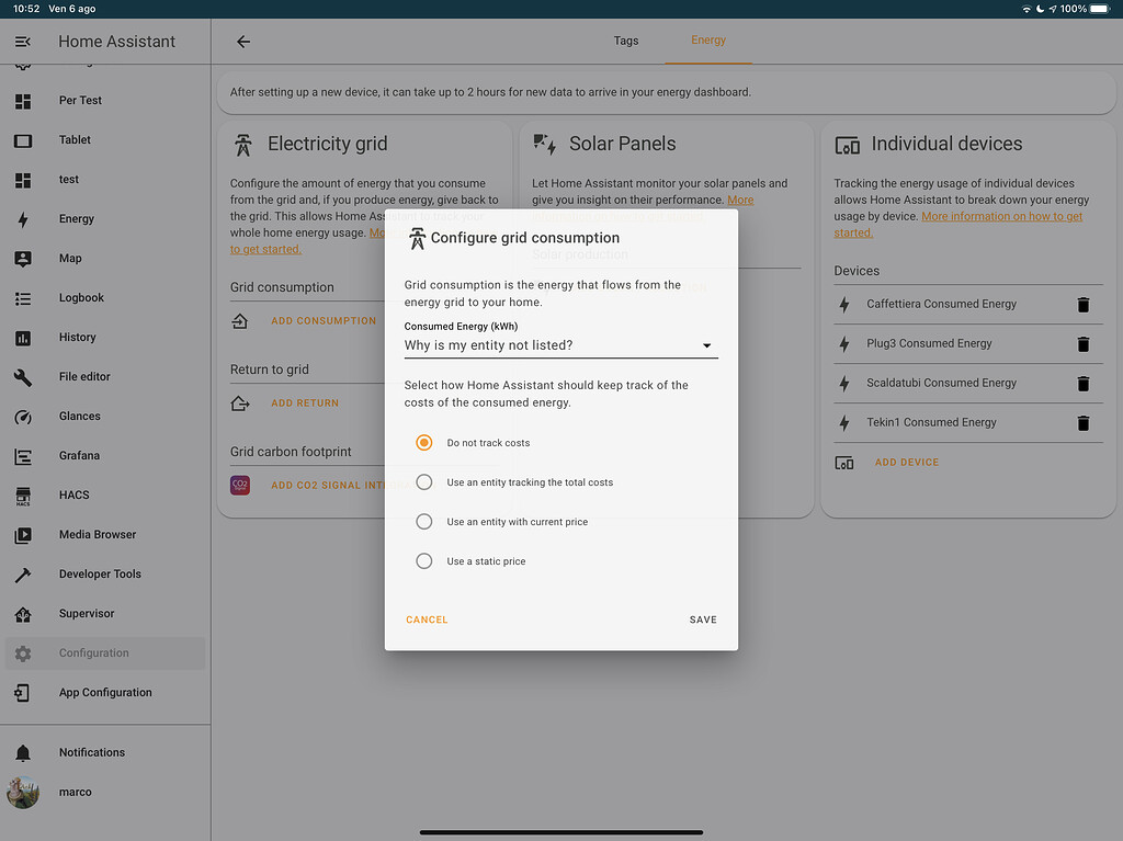 EFERGY POWER METER 2021.8 Energy Config - No matching statistics found ...