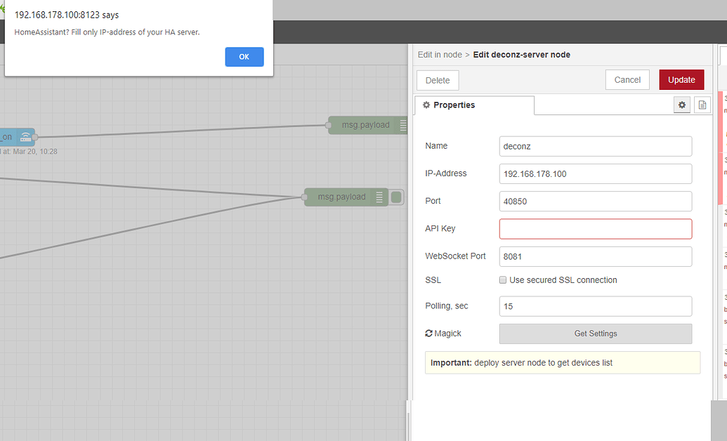 [solved] Node Red Wont Connect To Deconz Server Node Red Home