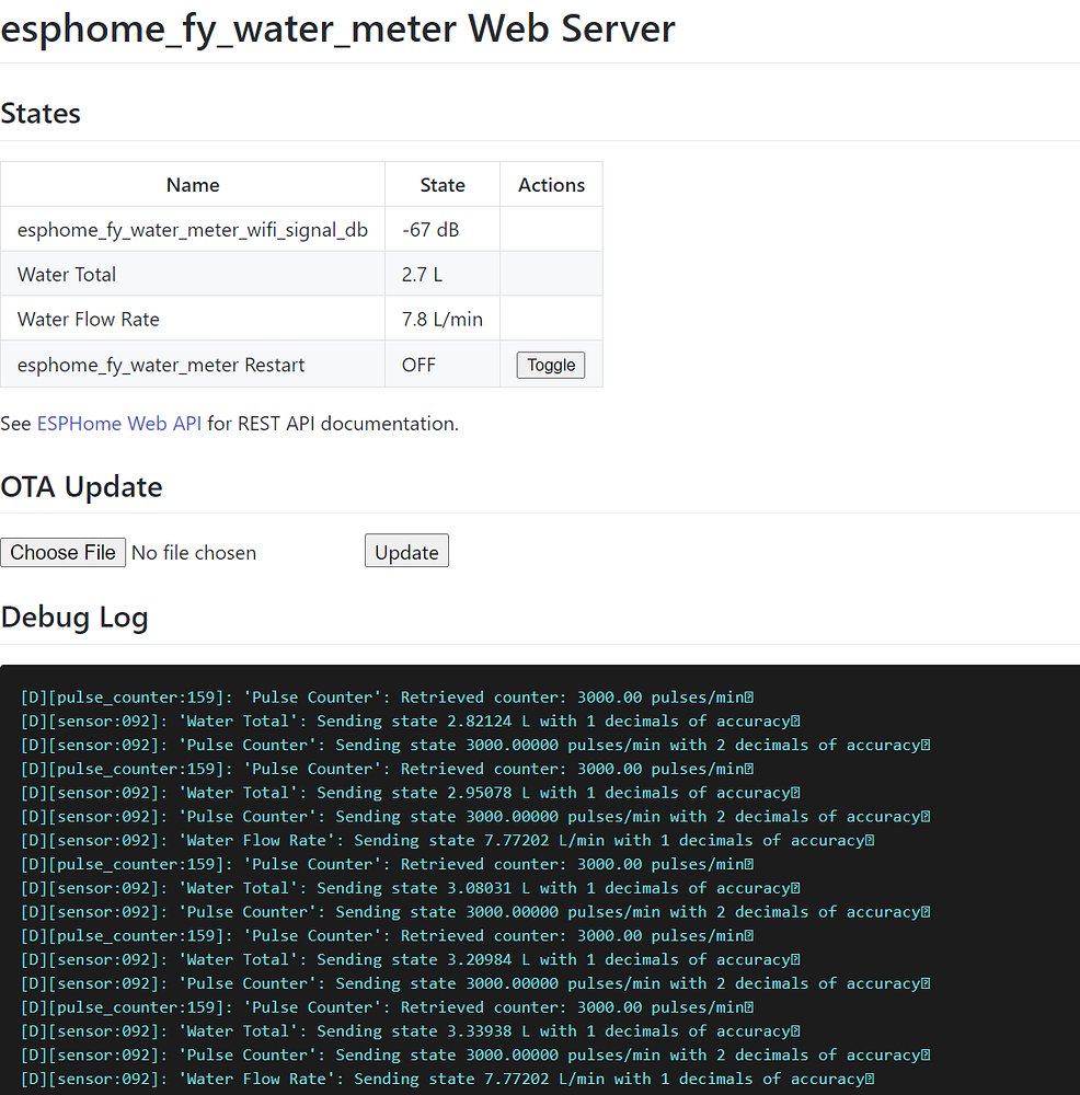 Water flow meter on ESP32 stuck. Reports constant flow. Help ...