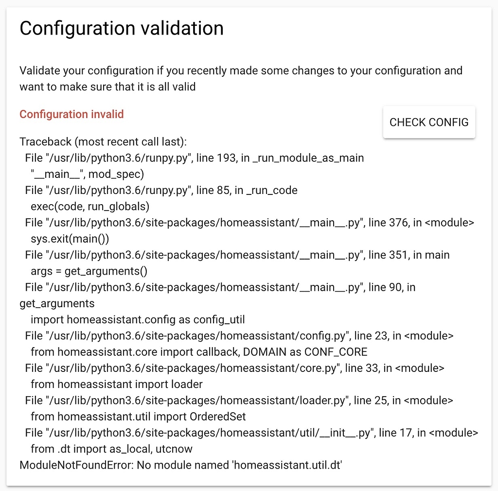 Bizarre Error In Check Config Home Assistant Os Home Assistant