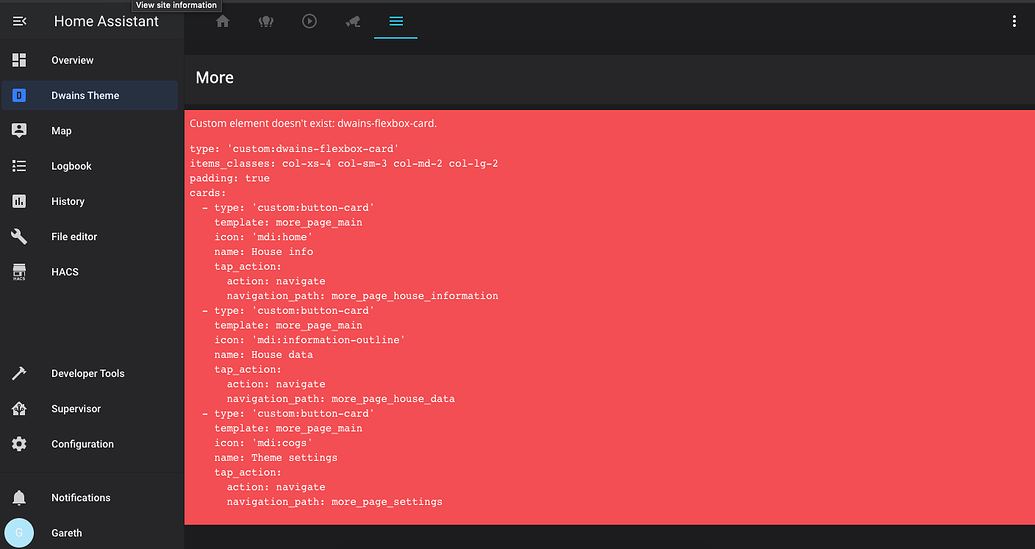 Custom element doesn't exist: dwains-flexbox-card - Dashboards & Frontend - Home Assistant Community