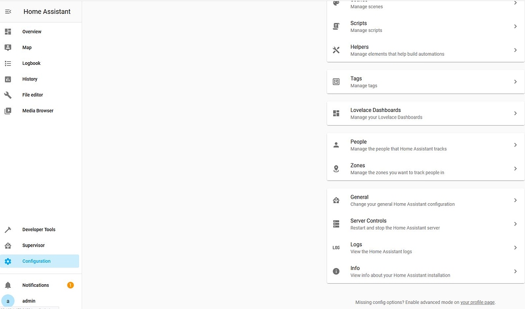 Missing menu item - Configuration - Home Assistant Community