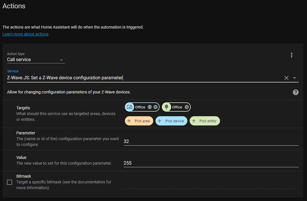 Automation: Call Service, zwave_js.set_config_parameter Not working - Configuration - Home ...