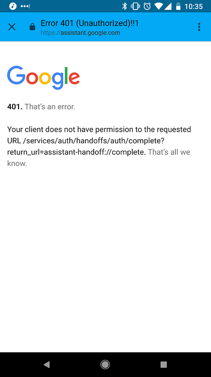 Google Assistant Integration - Error 401 - Configuration - Home ...