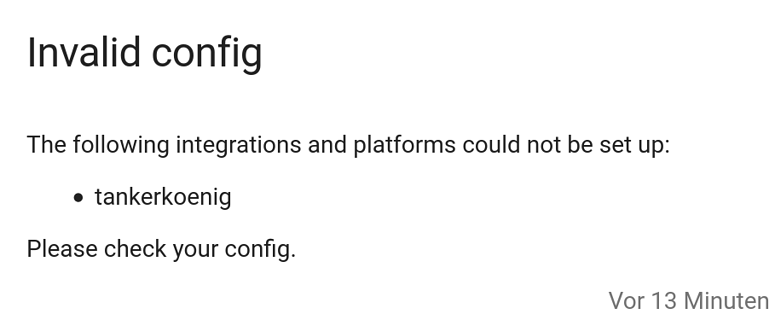 Cant Setup Tankerkoenig Invalid Config Configuration Home Assistant Community