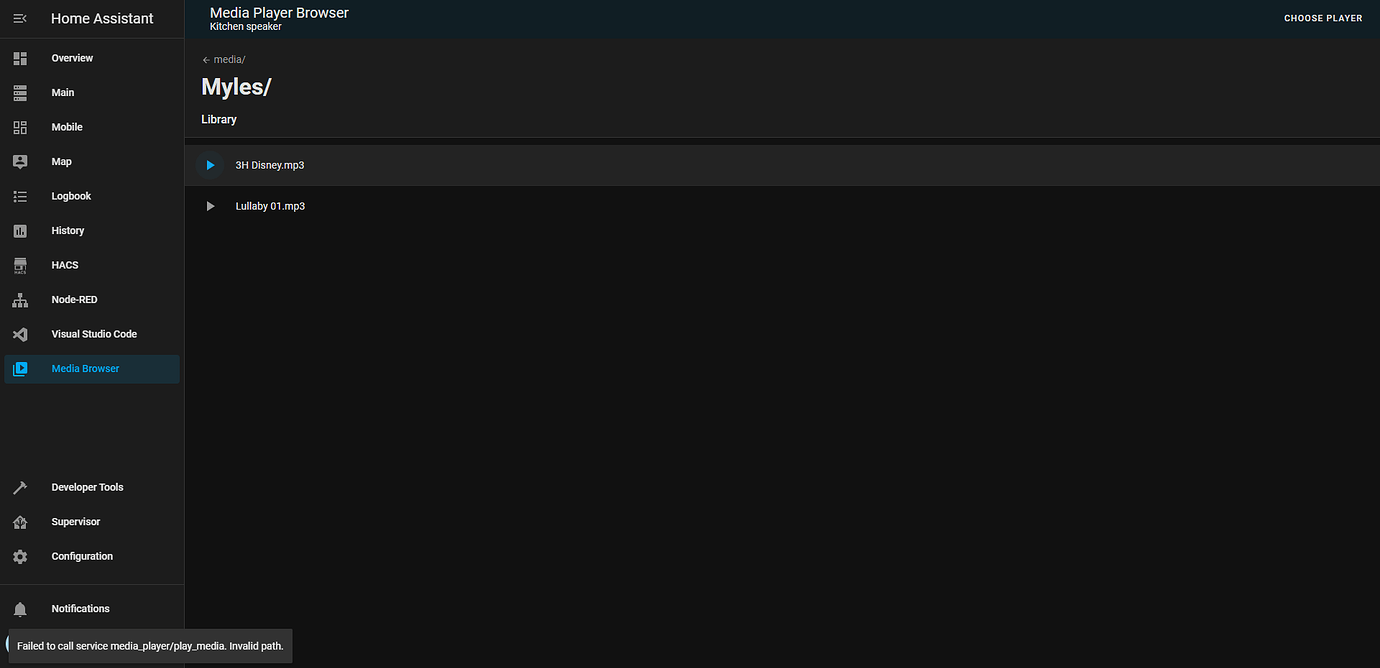 Invalid path error when playing from the media folder - Configuration ...