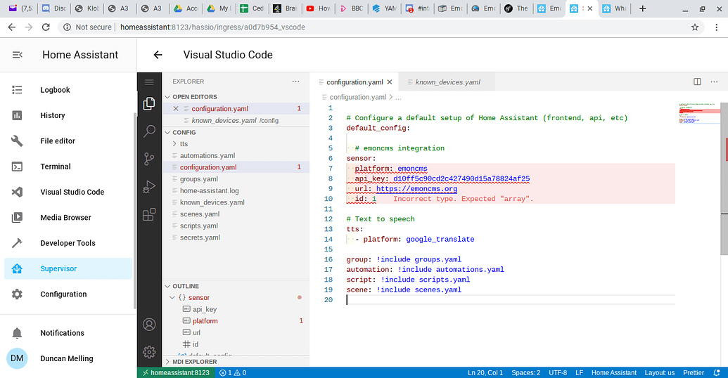 First Time Edit Of Config File Incorrect Type Expected Array Configuration Home