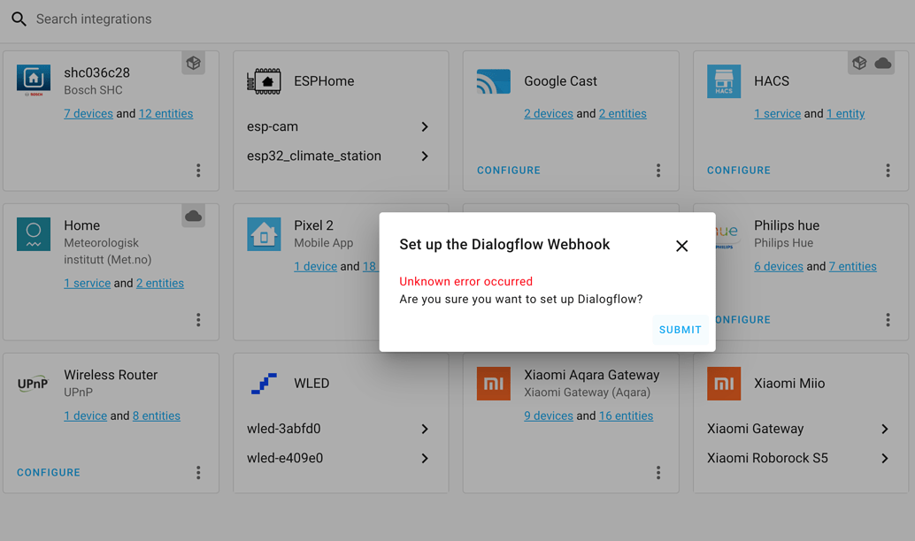 [SOLVED] Can't install Dialogflow integration - Configuration - Home Assistant Community