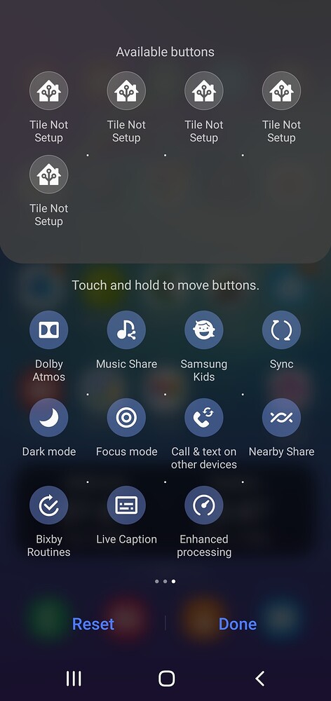 New buttons on samsung phone called Tile Not Setup - Home Assistant ...