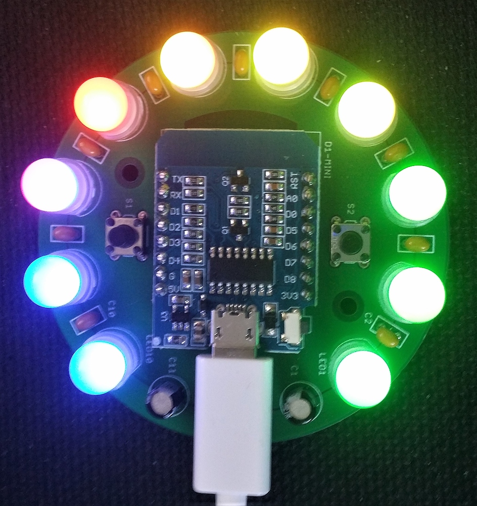 DIY OneRing WiFi Light - WS2812 8mm RGB LEDs / D1 Mini Micro / ESP8266 ...