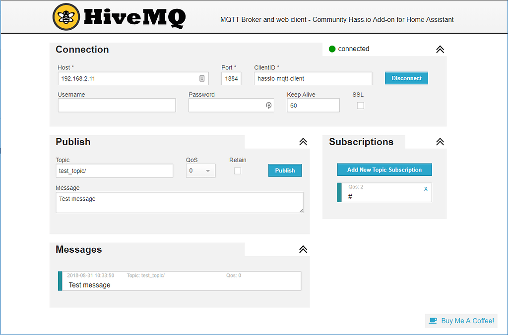 Home Assistant Community Add On Mqtt Server Web Client Os