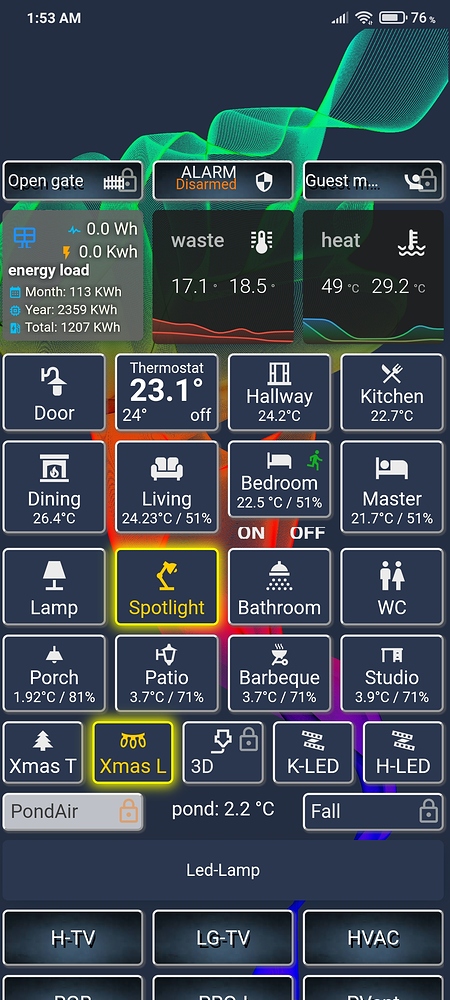 Create a button containing switch & sensor (with color state ...