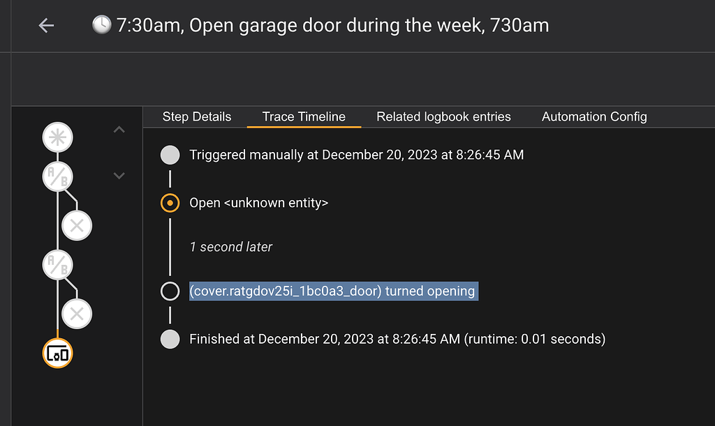 [CLOSED] Ratgdo "door open" trigger in automation does not fire, but manually triggering the ...