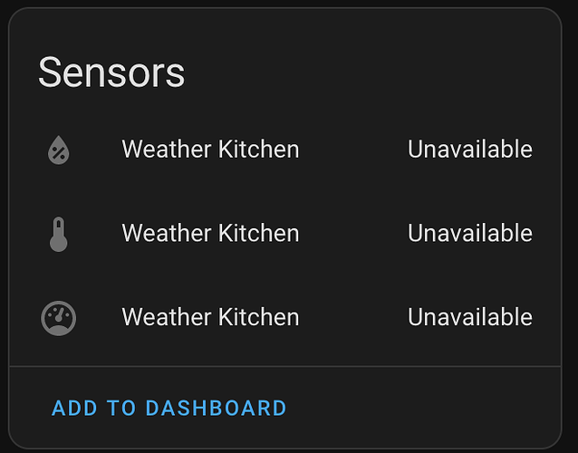 Sensors are added to deConz but are not appearing in HA, not showing in the HA device list ...