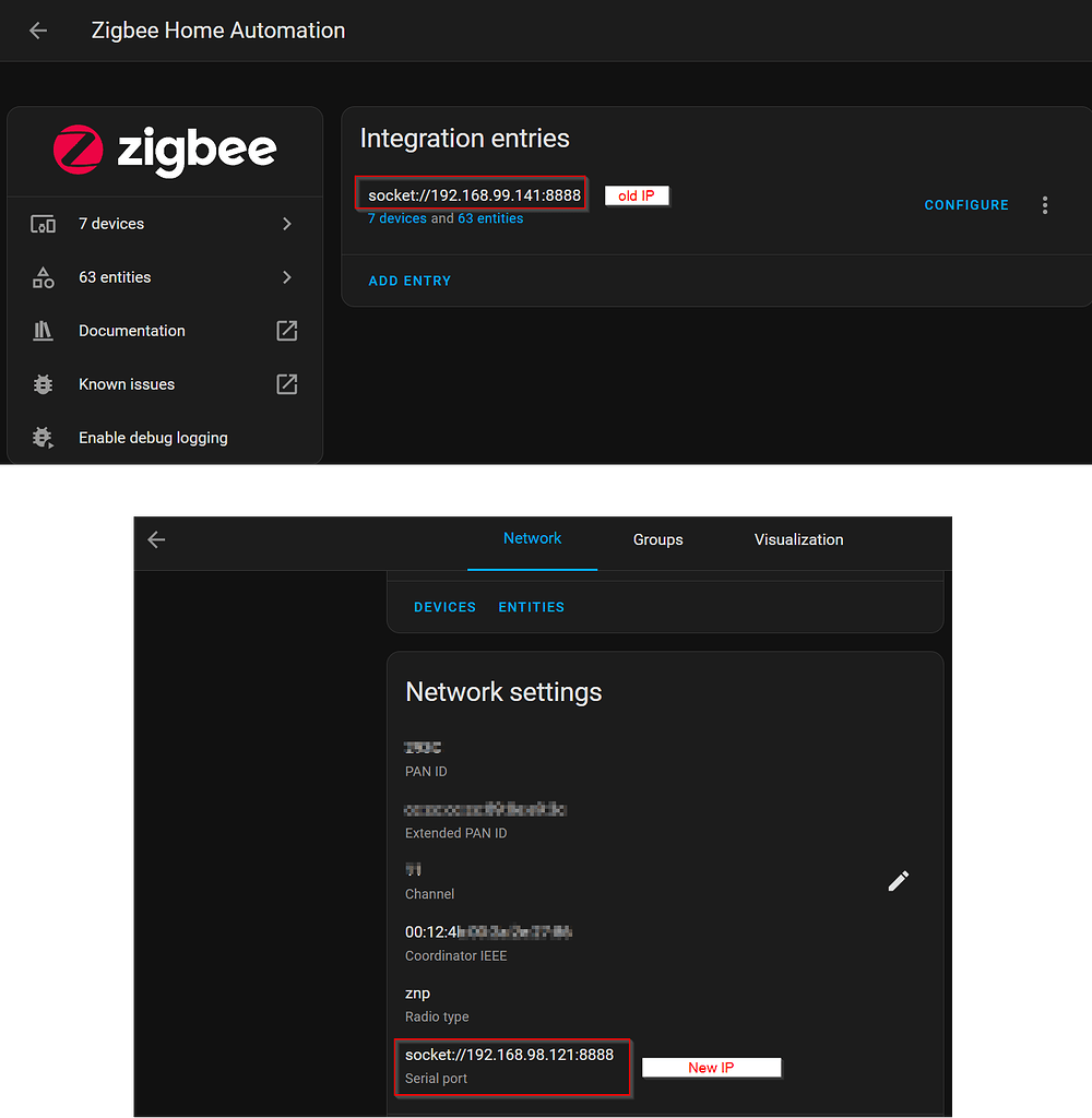 Zigbee Home Automation - Display of ZHA Bridge IP in Integration - Zigbee - Home Assistant Community