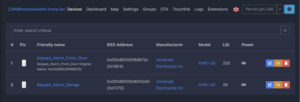Alarmo and Xfinity XHK1UE Zigbee Keypads - only one works - both ...